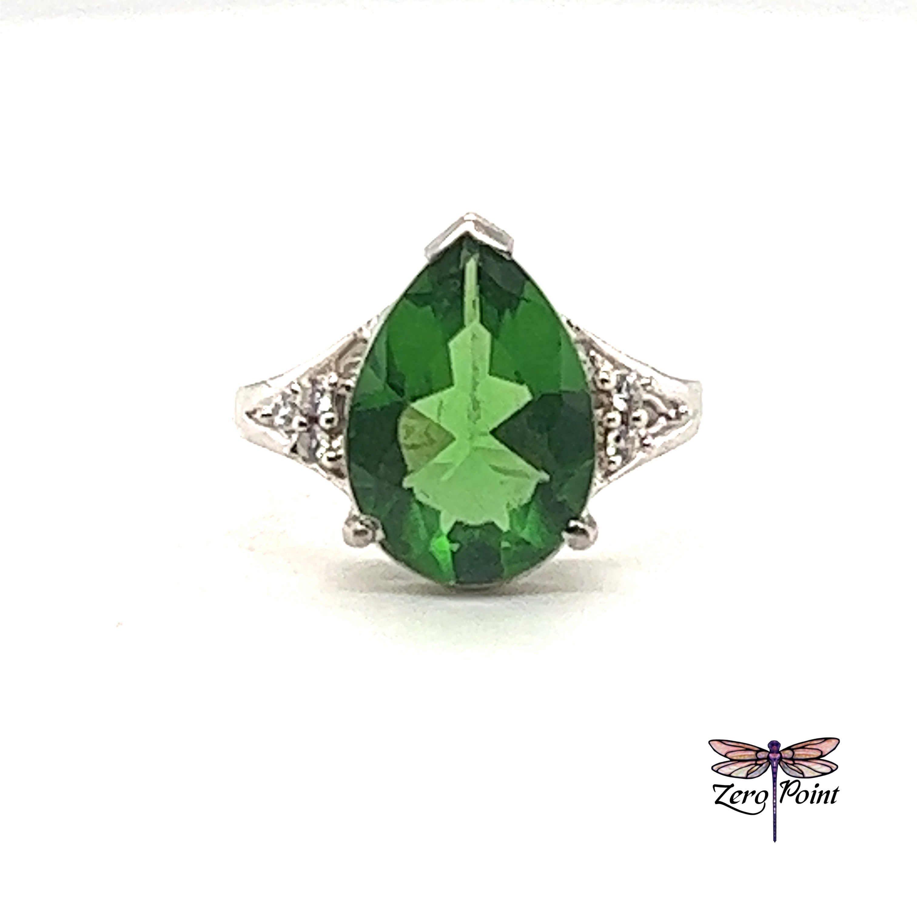 Helenite Pear Cut Ring 15x10mm– Zero Point Crystals