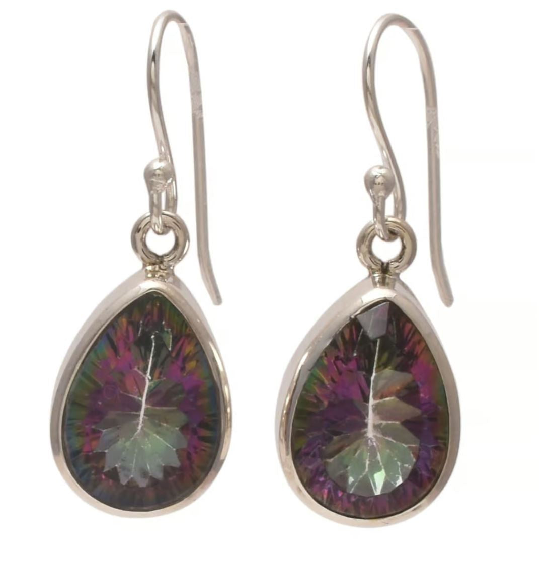 Mystic Topaz Teardrop Earrings– Zero Point Crystals